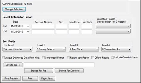 Print Reports Print Exceptions Report