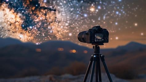 Premium Photo Astrophotography Setup With Camera And Tripod
