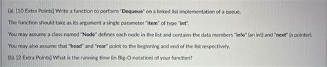 Solved A 10 Extra Points Write A Function To Perform