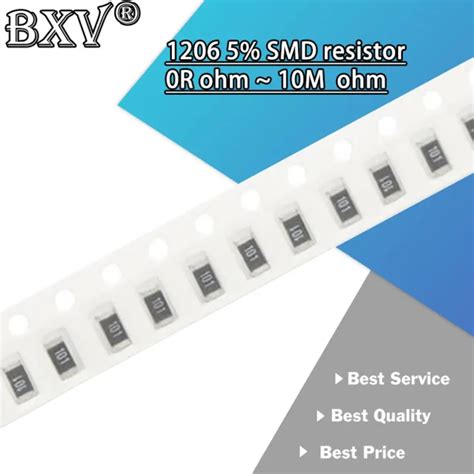 100pcs 1206 5 Smd Resistor 0r ~ 10m 1 4w 0 1 10 100 150 220 330 Ohm 1k 2 2k 10k 100k 0r 1r 10r