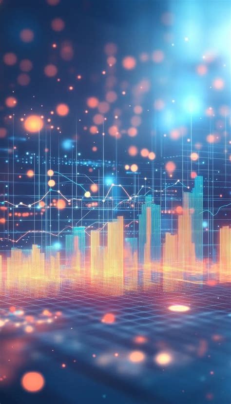 Digital Cityscape With Glowing Graph Data Visualization Futuristic Business Technology