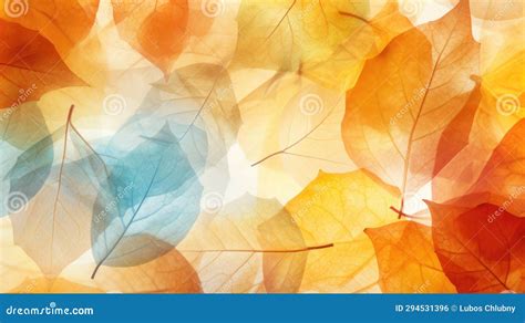 Translucent Fallen Autumn Leaves Fall Autumn Background Stock
