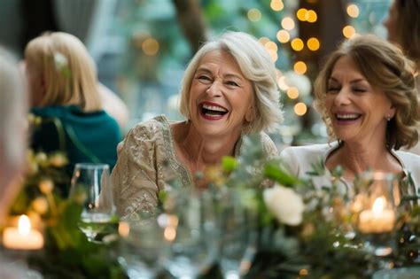 Premium Photo A Group Of Women Sitting At A Table Laughing