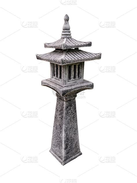 日本高雅石灯笼垂直画幅灯笼秋天无人户外灯花岗岩