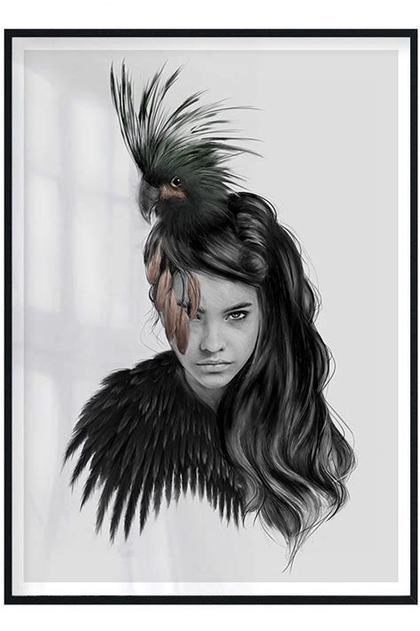 Постер девушка с перьями Постеры на стену спальни интерьерные постеры на стену постеры C