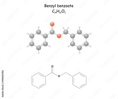 Stylized Molecule Modelstructural Formula Of Benzyl Benzoate Use As