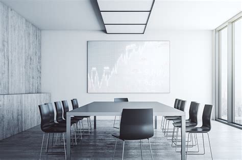 현대 회의실 연구 및 분석 개념의 프레젠테이션 Tv 화면에 대한 추상적 인 창조적 인 재무 차트 3d 렌더링 모임에 대한 스톡 사진 및 기타 이미지 Istock