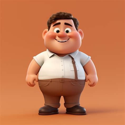 Premium Ai Image Cartoon Man In A White Shirt And Brown Pants With A