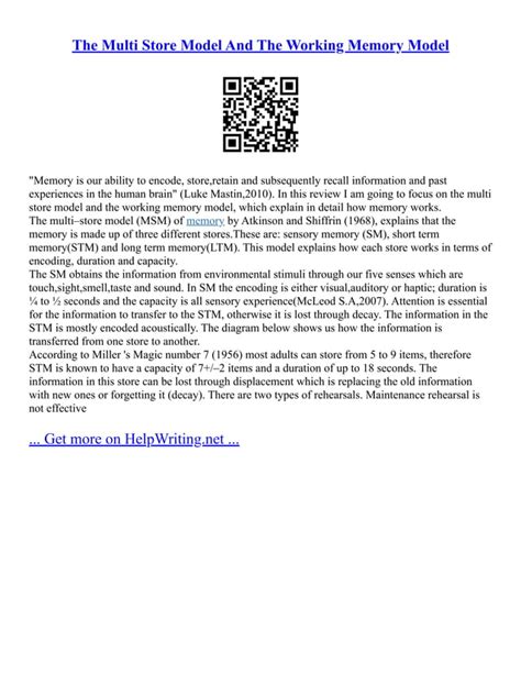 Comparing Working Memory And The Episodic Buffer Pdf