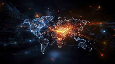 Global Digital Shift Visualization World Map Infographic Futuristic