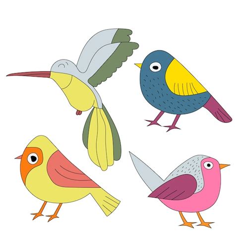 Premium Vector Cute Little Bird Clipart Set Flat Design Bird Vector