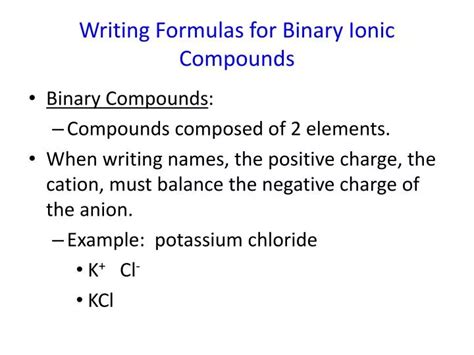 Ppt Writing Formulas For Binary Ionic Compounds Powerpoint
