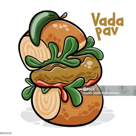 Vada Pav Funnny Cartoon Character Vector Isolated Background Stock Illustration Download Image