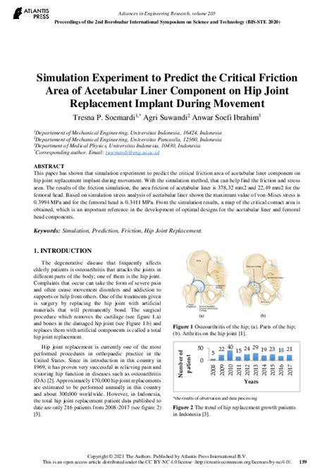 Pdf Simulation Experiment To Predict The Critical Friction Area Of Acetabular Liner Component