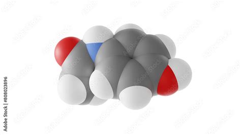 Paracetamol Molecule Acetaminophen Molecular Structure Isolated 3d Model Van Der Waals Stock