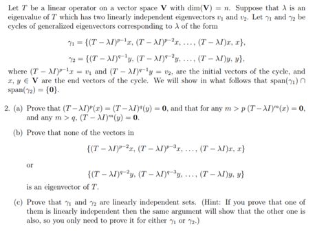 solved let t be a linear operator on a vector space v with