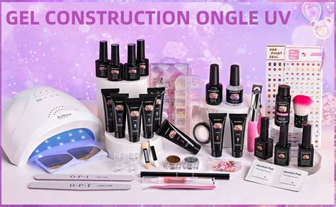 MYSWEETY Kit Ongle Gel UV Complet Lampe 48W 8 Polygel 4 Vernis Semi