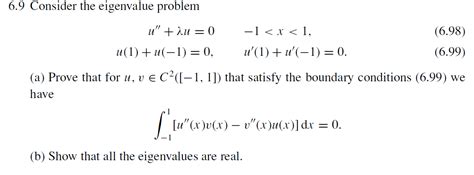 Solved Consider The Eigenvalue Problem Chegg