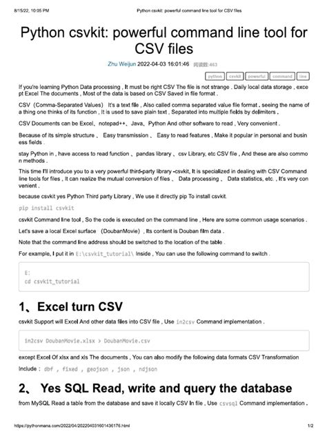 Csvkit Pdf