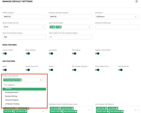 Hide Case Statuses CASEpeer