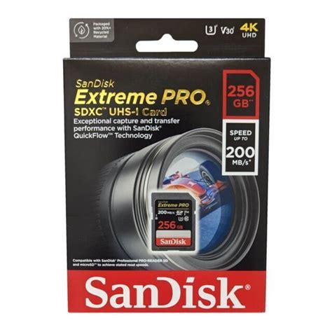 Sandisk 256gb 256g Extreme Pro Sd Sdxc Card 200mb S Class 10 Uhs 1 U3