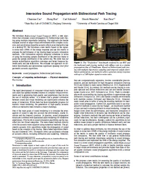 Interactive Sound Propagation With Bidirectional Path Tracing