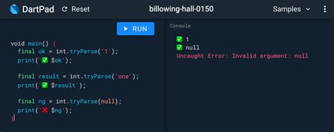 Dartのtryparseの引数にnullを渡すとnullが返らないので注意しよう Flutter Qiita