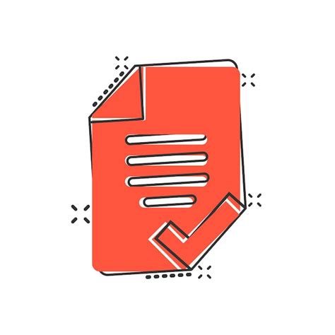 만화 스타일의 문서 체크리스트 아이콘 프리미엄 벡터