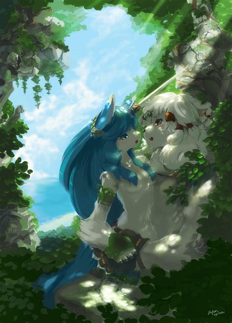 The Big Imageboard Tbib Anthro Anthro On Anthro Blue Hair Canid