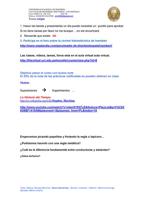 Cargas Electricas FACULTAD DE INGENIERIA INDUSTRIAL Y DE SISTEMAS