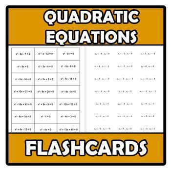 Flashcards Quadratic Equations Ecuaciones De Segundo Grado