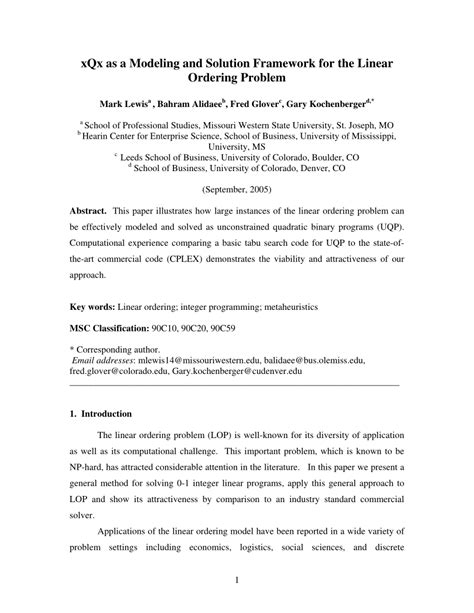 Pdf Xqx As A Modeling And Solution Framework For The Linear Ordering Problem