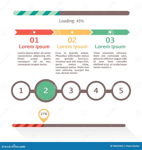 Progress Bar Set Loading Status Bar Web Indicator Process Download Step By Step Stock