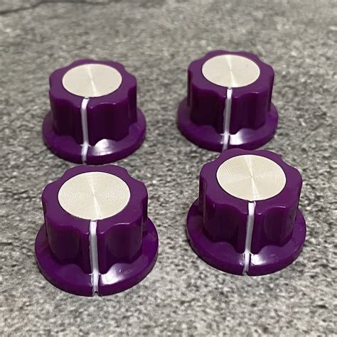 4x Purple Guitar Pedal Fluted Skirt Control Knob Pointer Reverb