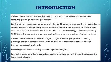 Cellular Neural Network Power Point Presentation Ppt