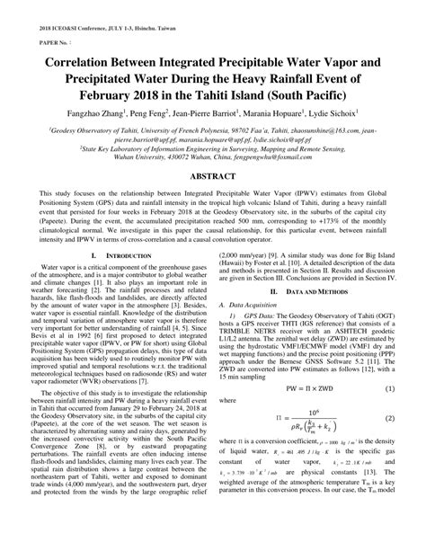 Pdf Correlation Between Integrated Precipitable Water Vapor And