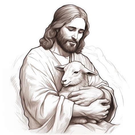 Premium Vector Jesus Christ With A Lamb In His Arms