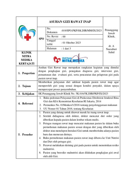 Sop Asuhan Gizi Rawat Inap Pdf