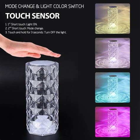 16 Colours Rgb Night Light Crystal Led Touch Table Lamp The Joy Box
