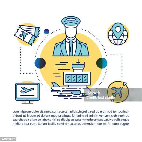 항공사 교통 아티클 페이지 벡터 템플릿입니다 항공기 조종사 브로셔 잡지 선형 아이콘과 텍스트 상자소책자 디자인 요소 인쇄 디자인