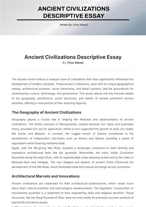 Free Ancient Civilizations Descriptive Essay Template To Edit Online