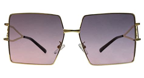 Buy Purple Big Square Golden Metal Sunglasses Bombay Optical