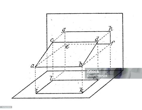 Antique Illustration Mathematics And Geometry Projections And
