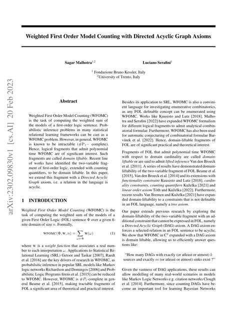 pdf weighted first order model counting with directed acyclic graph