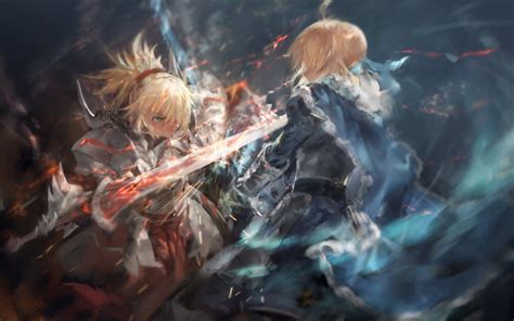 Download Wallpapers Saber Of Red Battle Fate Apocrypha Art Mordred