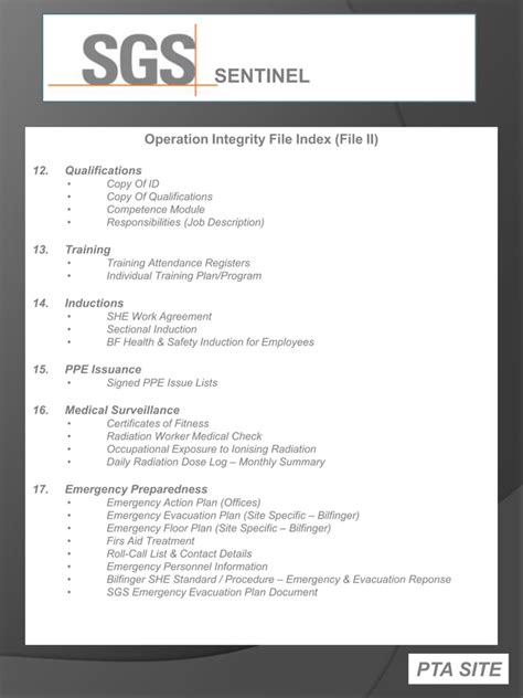 Safety File Index Pptx