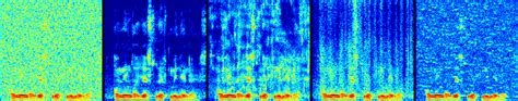 from left to right noisy spectrogram white noise at 0 db snr clean