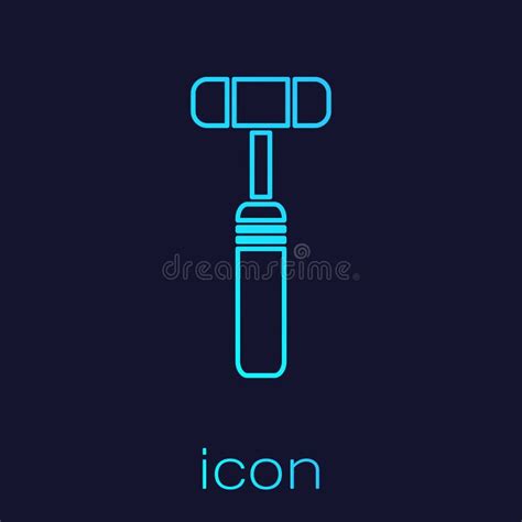 Turquoise Line Neurology Reflex Hammer Icon Isolated On Blue Background