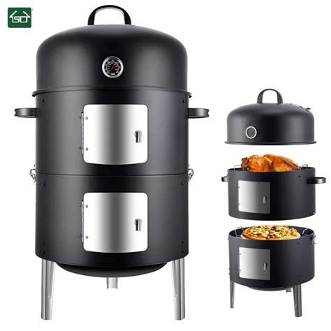 훈제바베큐그릴 야외 흡연자 바베큐 3 1 다기능 숯 온도계 그릴 요리 파티 훈제 풍미 티몬