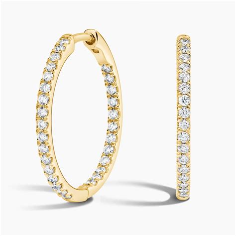 Small Perfect Hoop Diamond Earrings In 14k Yellow Gold Brilliant Earth